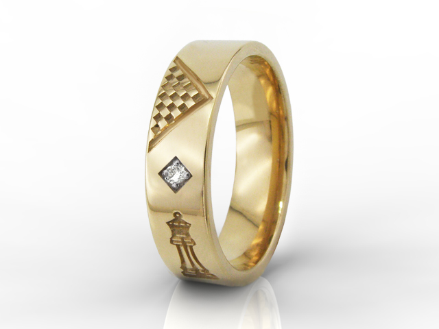 Obrączki ślubne dla szachistów z żółtego złota z cyrkoniami oprawionymi ...